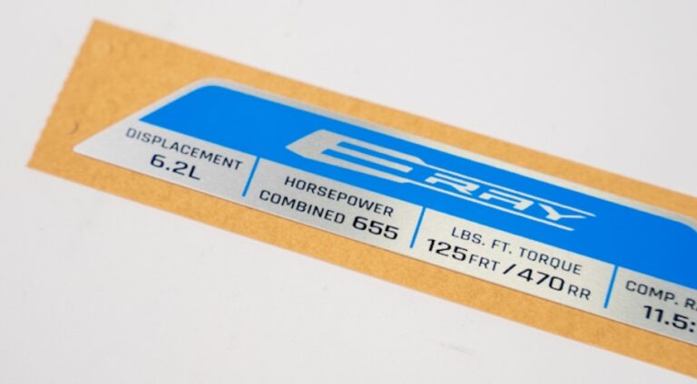 C8 Corvette Eray Genuine Engine Spec Plaque — American Supercar Store